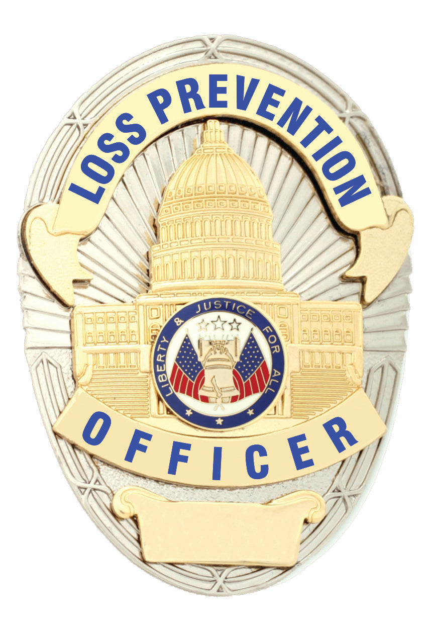 First Class Loss Prevention Officer Gold on Silver Shield Badge ...