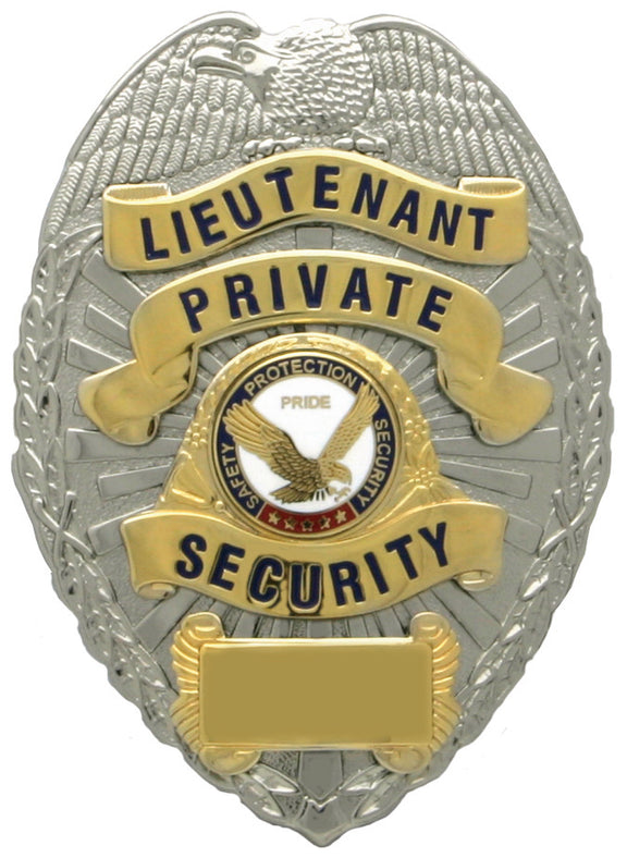 First Class Lieutenant Private Security Gold on Silver Shield Badge ...