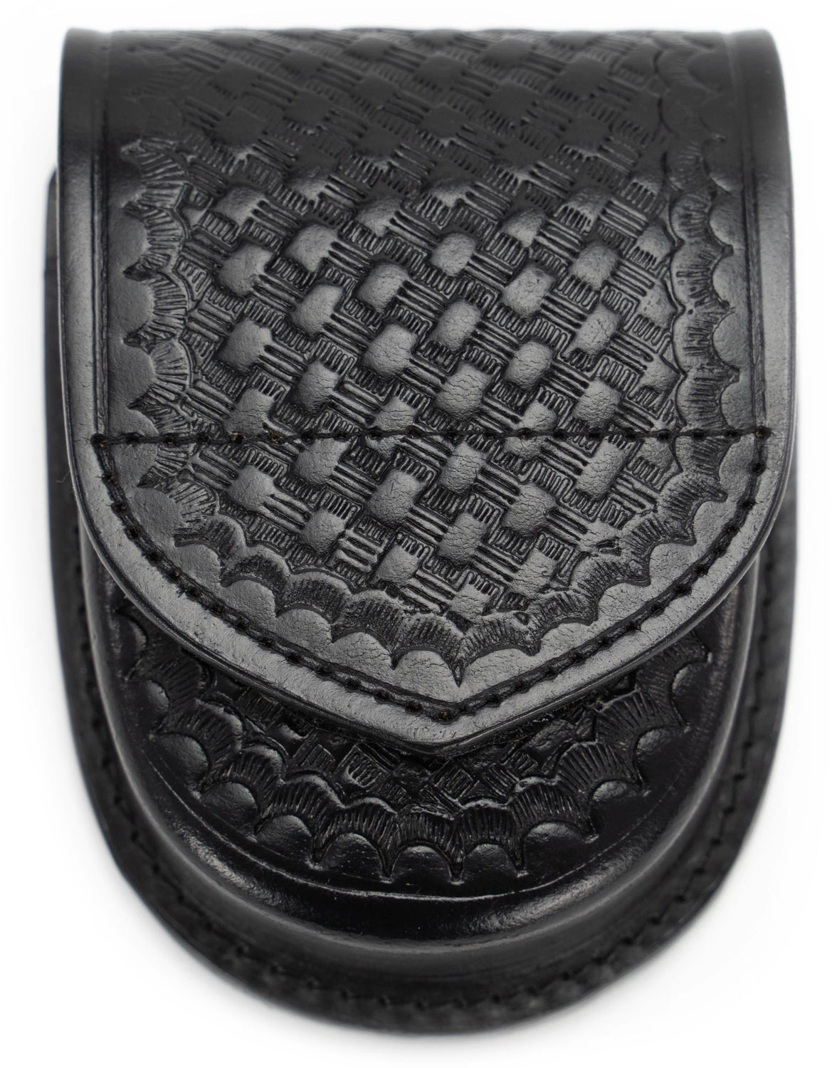 First Class Basketweave Leather Handcuff Holder with Hook and Loop Fas ...