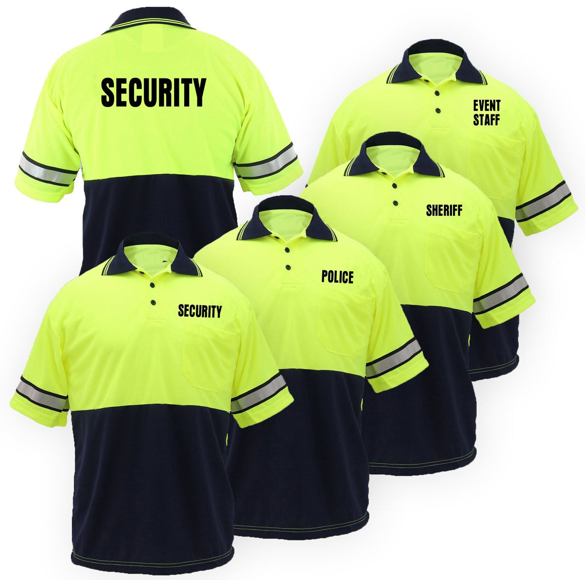 First Class Two Tone Polyester Polo Shirt with Reflective Stripes and ...