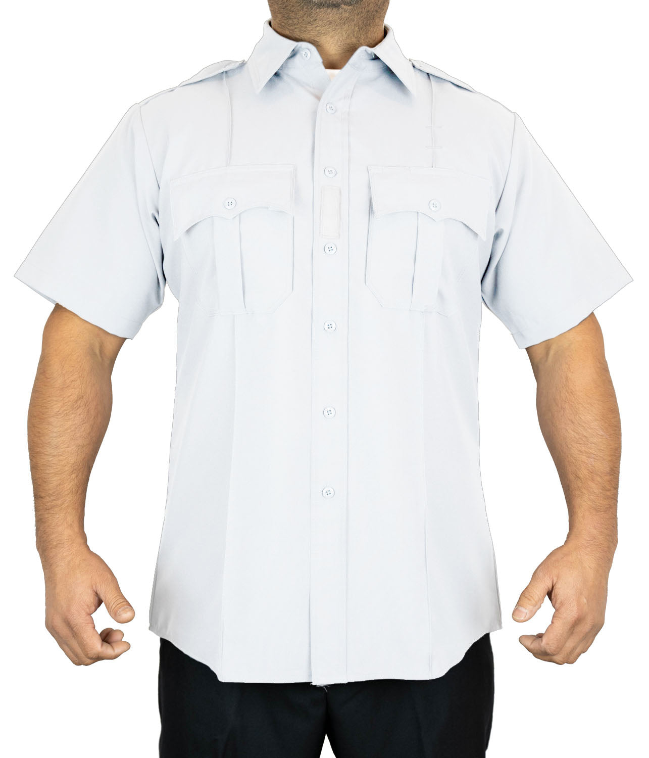 100% Polyester 4 Pocket Hidden Zipper Uniform Shirt - Short Sleeve ...