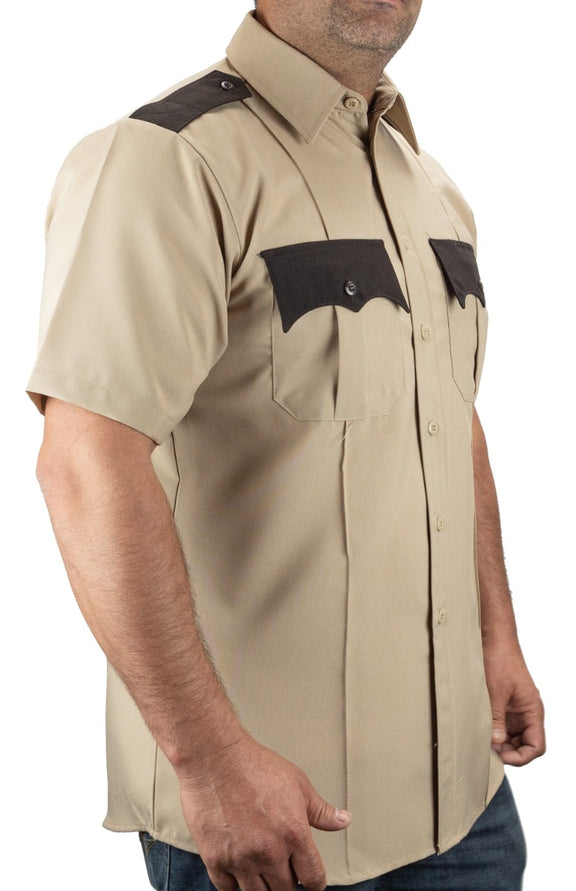 First Class 100% Polyester Two Tone Short Sleeve Uniform Shirt ...