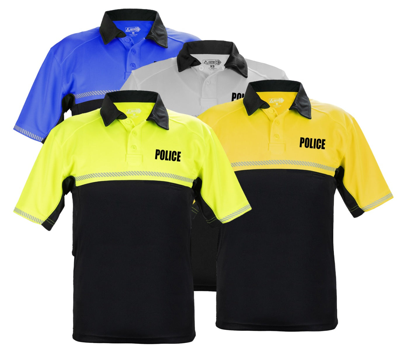100% POLYESTER JERSEY KNIT TWO TONE POLICE BIKE PATROL POLO SHIRTS ...