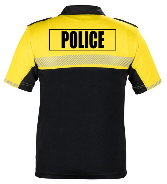 100% POLYESTER JERSEY KNIT TWO TONE POLICE BIKE PATROL POLO SHIRTS ...
